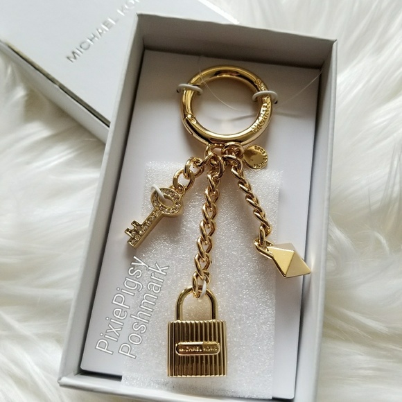 Michael Kors | Accessories | Michael Kors Key Pave Lock Key Fob Gold Key Charm | Poshmark